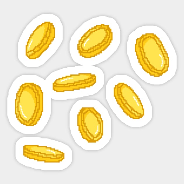 Pixel Art Coins - Pixel Art - Sticker | TeePublic